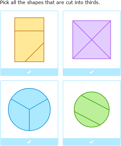 IXL | Identify thirds | 2nd grade math