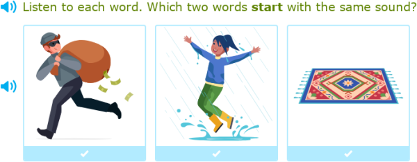 IXL | Which two words start with the same sound? | Kindergarten ...