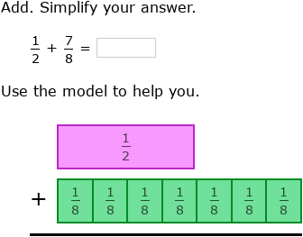 IXL | Add fractions with unlike denominators using models | 5th grade math
