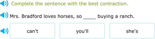 IXL | Use contractions in a sentence | 2nd grade language arts