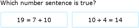 IXL | Addition sentences: which is true? | 1st grade math