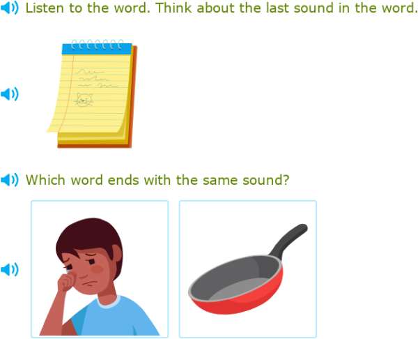 IXL | Which word ends with the same sound? | Kindergarten language arts
