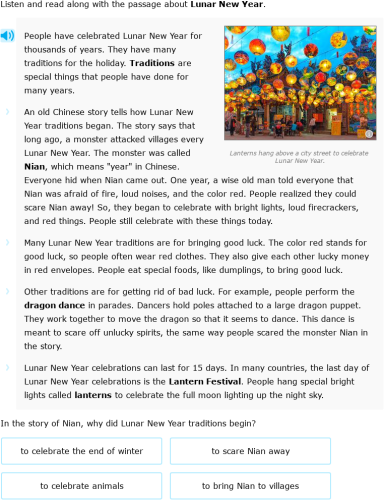 IXL | Lunar New Year | 2nd grade social studies