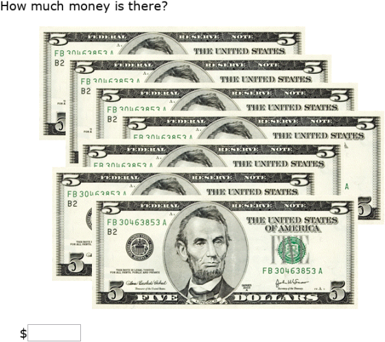 IXL | Skip-count $1, $5, or $10 bills - up to $100 | 1st grade math