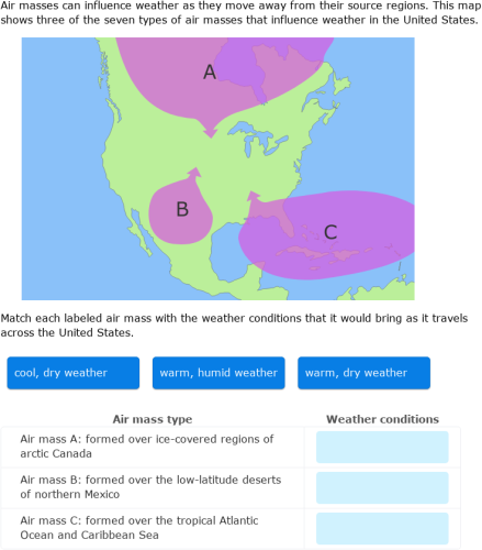 IXL | How do air masses form? | 7th grade science