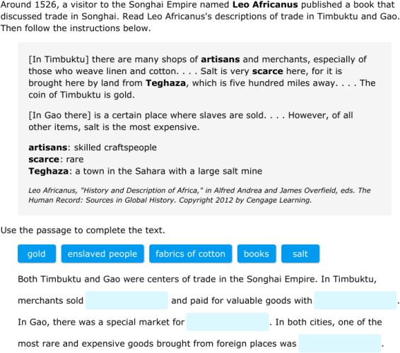 IXL | The Songhai Empire | 6th grade social studies