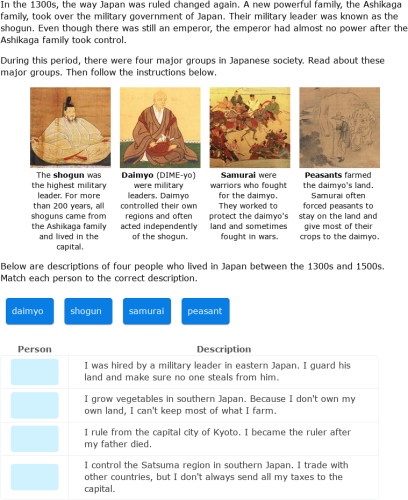 IXL | Medieval Japan | 7th grade social studies