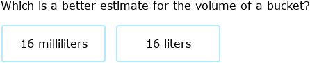 IXL | Which metric unit of volume is appropriate? | 5th grade math