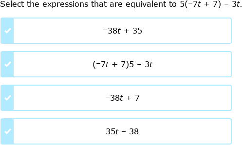 IXL | Identify equivalent linear expressions II | 8th grade math