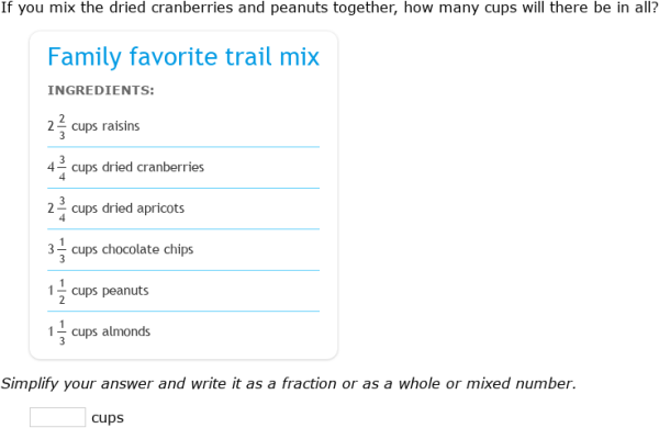 IXL | Add and subtract fractions with unlike denominators in recipes ...