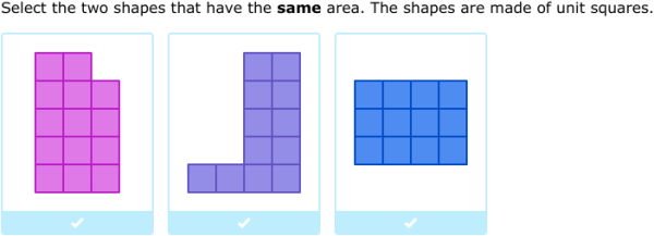 IXL | Select two figures with the same area | 3rd grade math