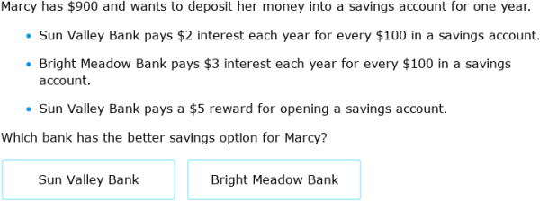 IXL | Compare savings options | 4th grade math