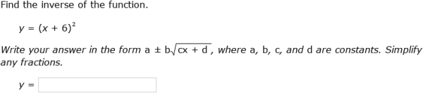 IXL - Find the inverse of a quadratic function (Algebra 1 practice)