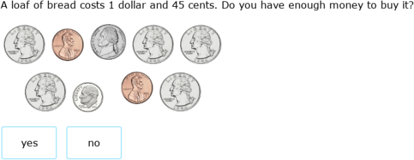 IXL | Purchases up to $2 - do you have enough money | 3rd grade math