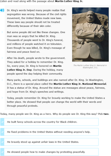 IXL | Martin Luther King Jr. | 2nd grade social studies