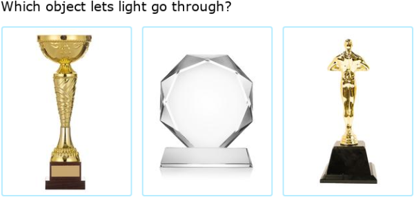 IXL | Which lets light go through? | 1st grade science