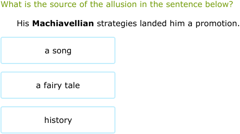 IXL | Recall the source of an allusion | 12th grade language arts