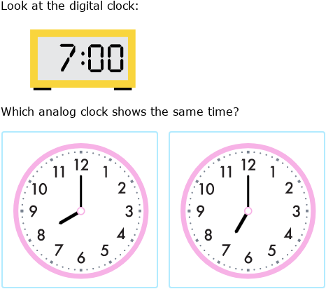 IXL | Match analog and digital clocks: hour and half hour | 2nd grade math
