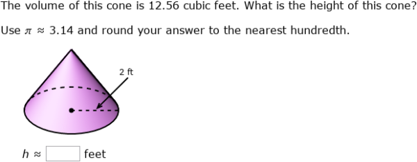 IXL | Volume of cones: find the missing dimension | 7th grade math