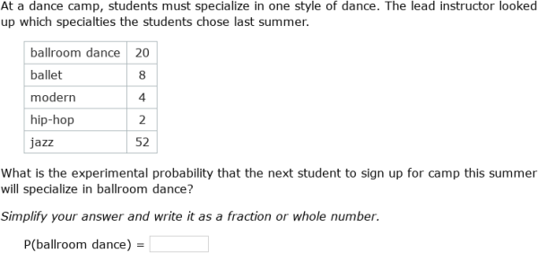 IXL - Experimental probability (Algebra 2 practice)