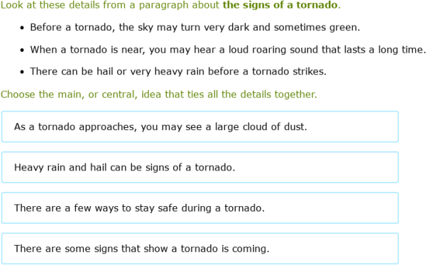 IXL | Use key details to determine the central idea | 6th grade ...