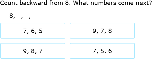 IXL | Count backward - up to 10 | Kindergarten math