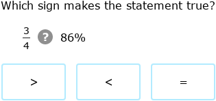 IXL | Compare benchmark percents and fractions | 6th grade math
