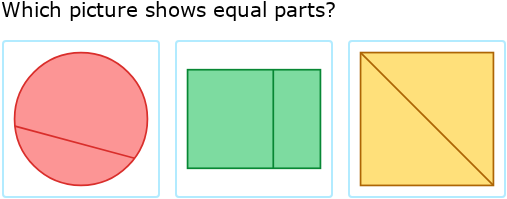 IXL | Equal parts - 2 and 4 equal parts | 1st grade math