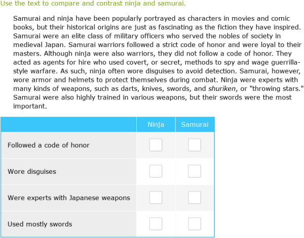 IXL | Compare and contrast in informational texts | 7th grade language arts