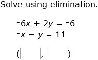 IXL | Solve a system of equations using elimination | 8th grade math