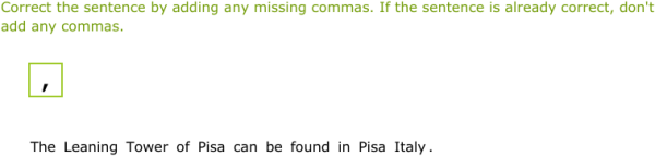 IXL - Commas with the names of places (3rd grade language arts practice)