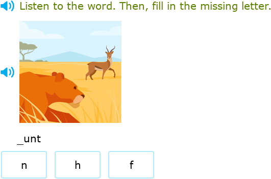 IXL | Complete the short u word | 1st grade language arts