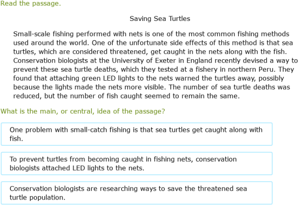 IXL | Determine the central idea of a passage | 7th grade language arts