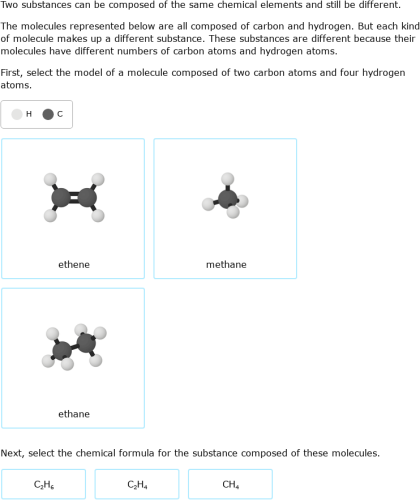 IXL | How are substances represented by chemical formulas and models ...
