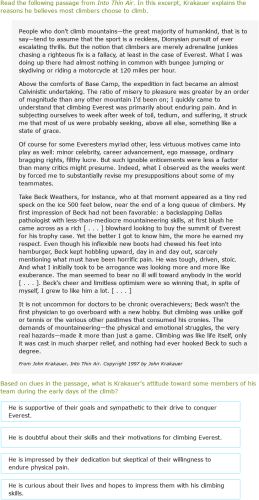 IXL | Analyze passages from Into Thin Air: Part 1 | 10th grade language ...