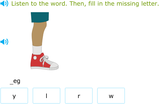 IXL | Complete the short e word | 1st grade language arts