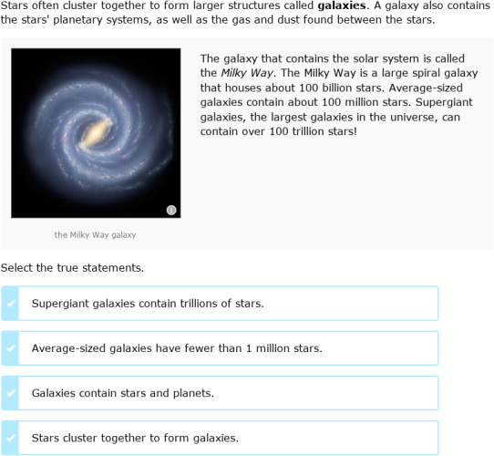 IXL | Structure of the universe | 5th grade science