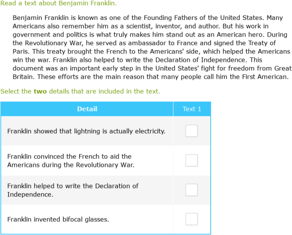 IXL | Compare information from two texts | 5th grade language arts