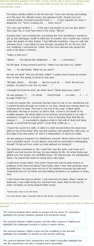 IXL | Analyze passages from Night: Part 2 | 8th grade language arts