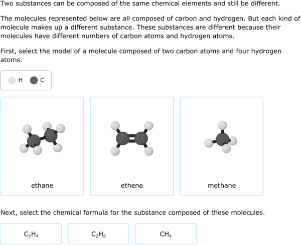 IXL | How are substances represented by chemical formulas and models ...