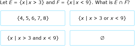 IXL - Unions and intersections of sets (Algebra 2 practice)