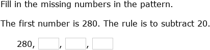 IXL | Use a rule to complete a number pattern | 5th grade math