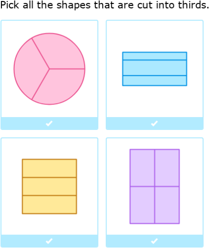 IXL | Identify thirds | 1st grade math