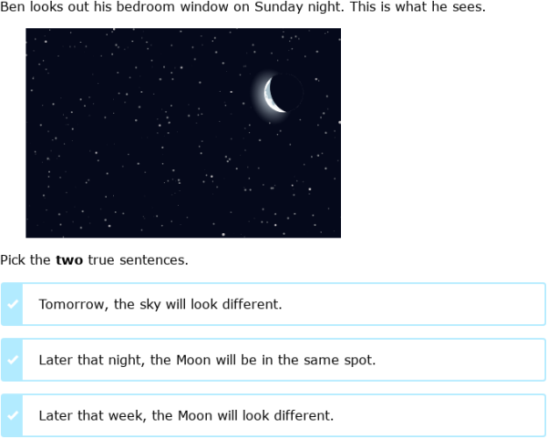 IXL | The night sky | 2nd grade science