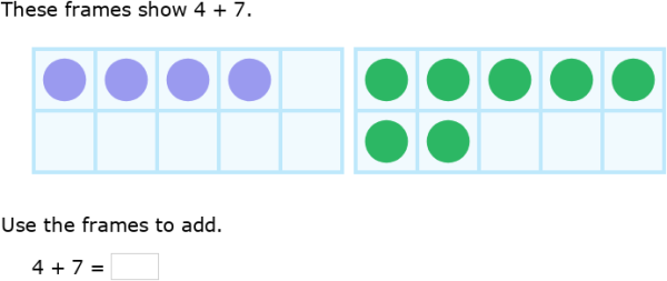 IXL | Use ten frames to add - sums up to 14 | 1st grade math