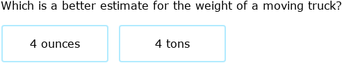 IXL | Which customary unit of weight is appropriate? | 4th grade math