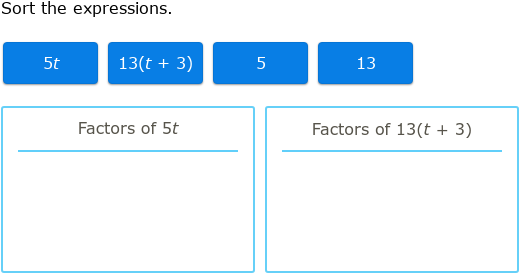 IXL - Sort factors of variable expressions (Algebra 1 practice)