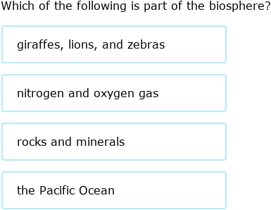 IXL | Describe the geosphere, biosphere, hydrosphere, and atmosphere ...