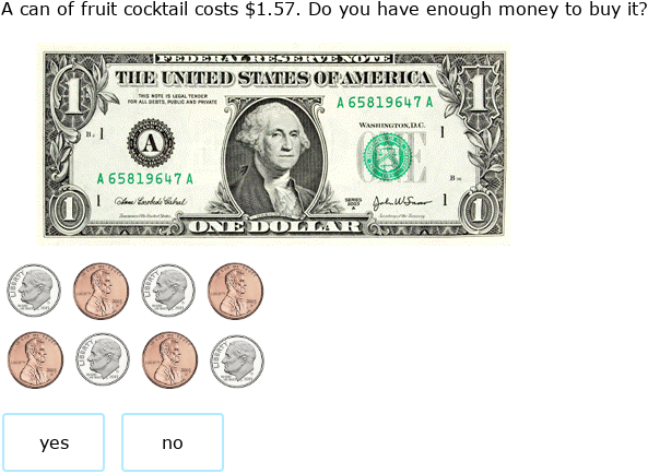 IXL | Purchases up to $2 - do you have enough money | 2nd grade math