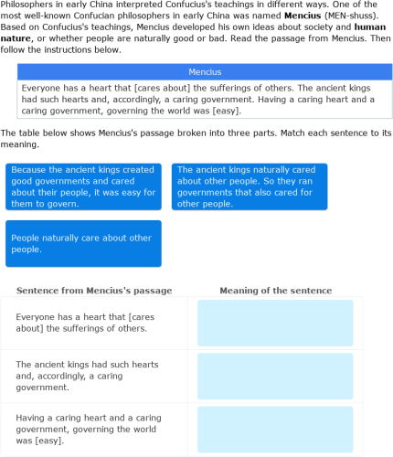 IXL | The teachings of Confucius | 7th grade social studies